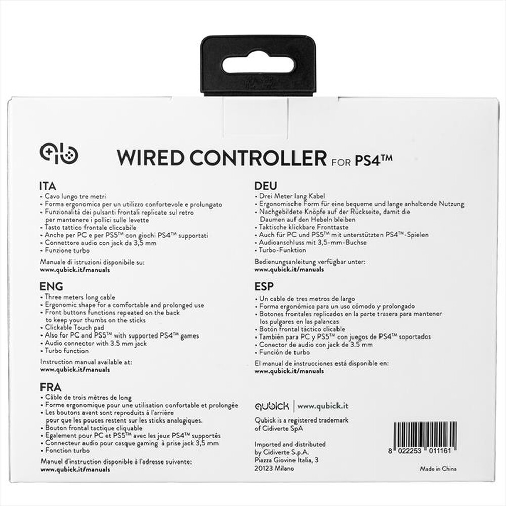 QUBICK - WIRED CONTROLLER-Nero/Bianco | Euronics