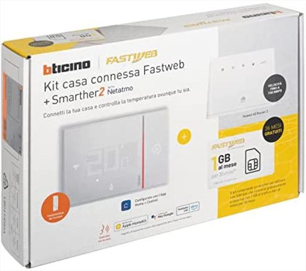 BTICINO - SMARTHER2 + ROUTER FASTWEB + SIM DA PARETE-White | Euronics