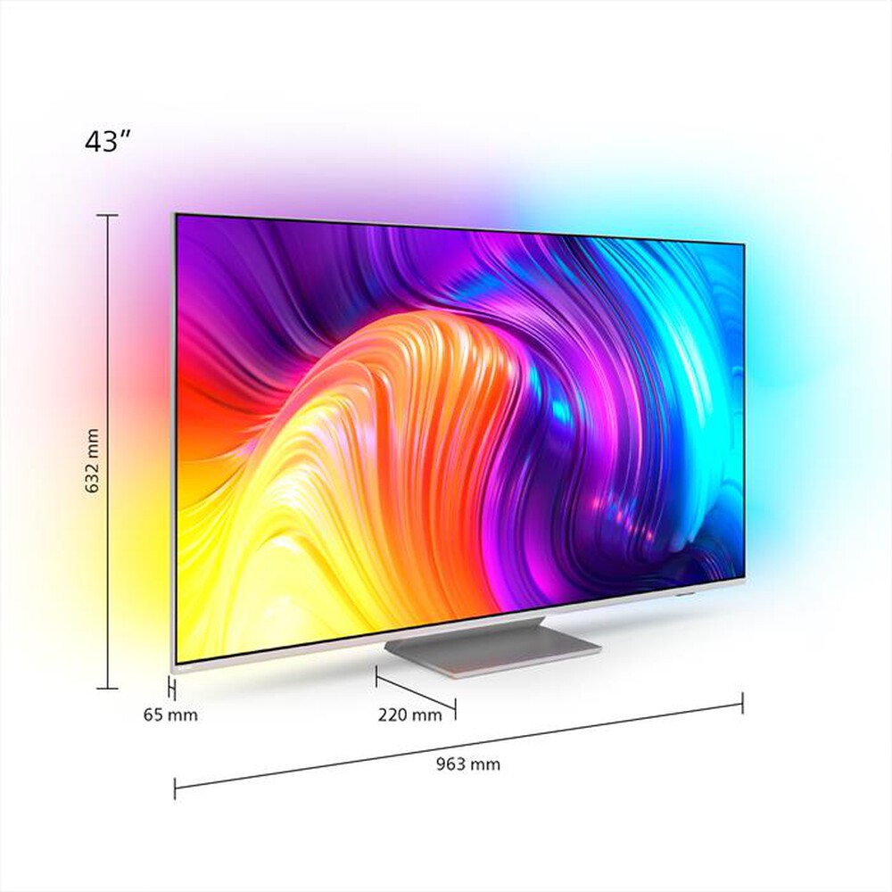 PHILIPS - Ambilight Smart TV LED UHD 4K 43" 43PUS8857/12-Silver | Euronics
