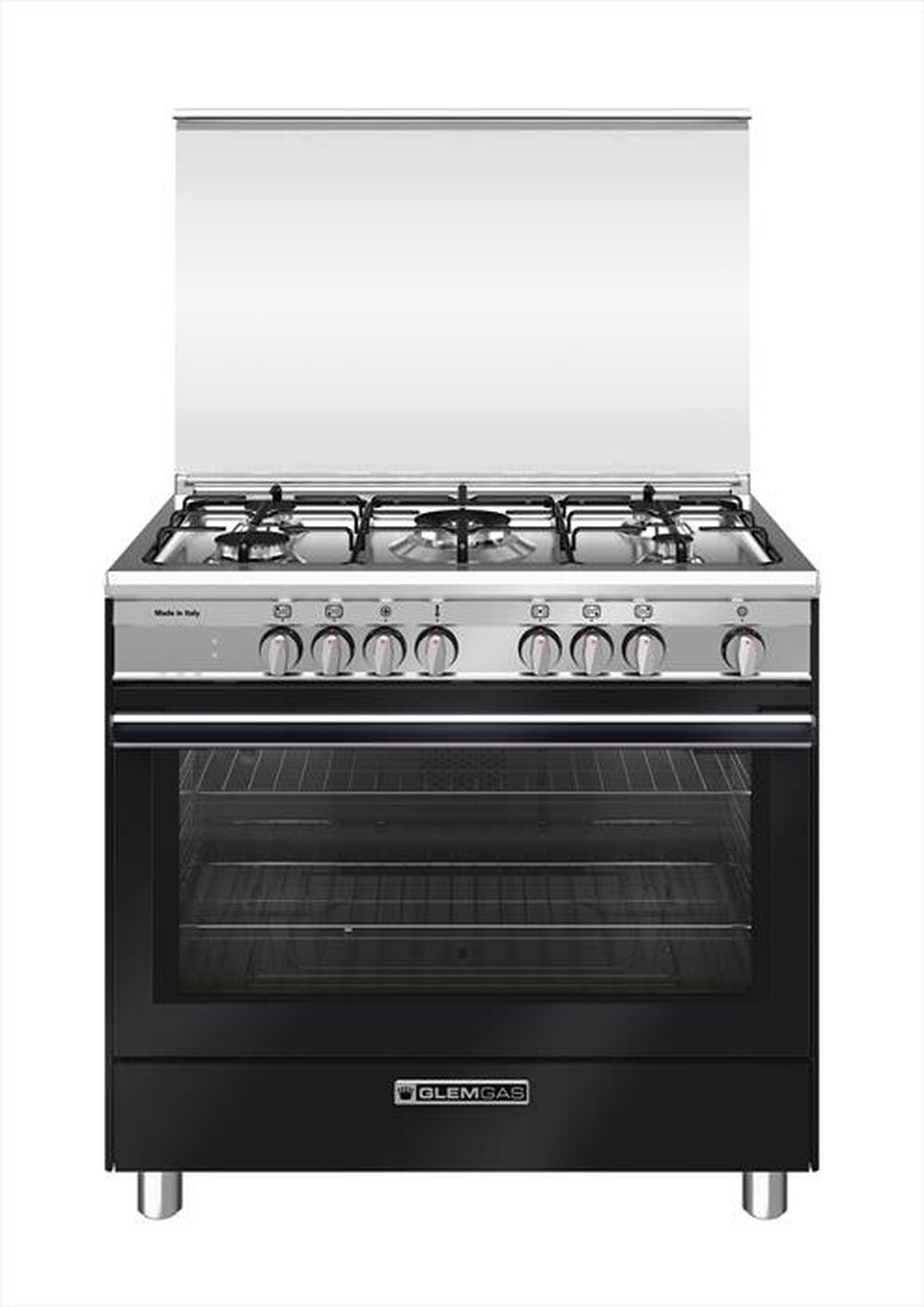 GLEM GAS - Cucina a gas SB965MBK Classe A+-NERO CARBONE OPACO | Euronics