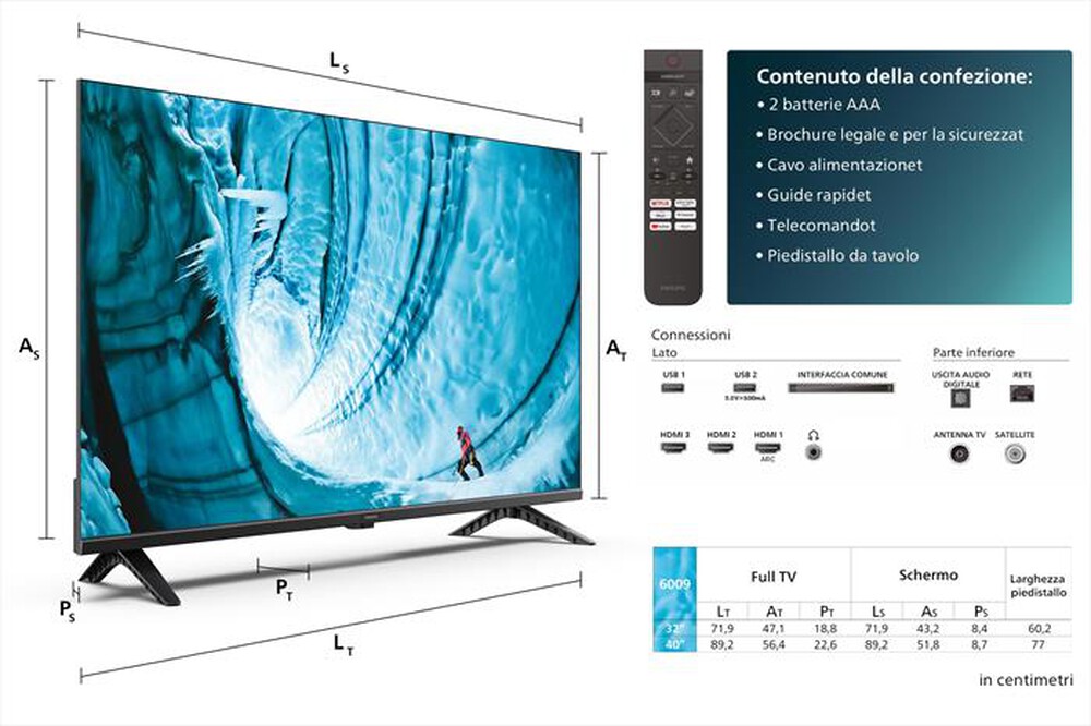 PHILIPS - Smart TV LED FHD 32" 32PHS6009/12-Black | Euronics