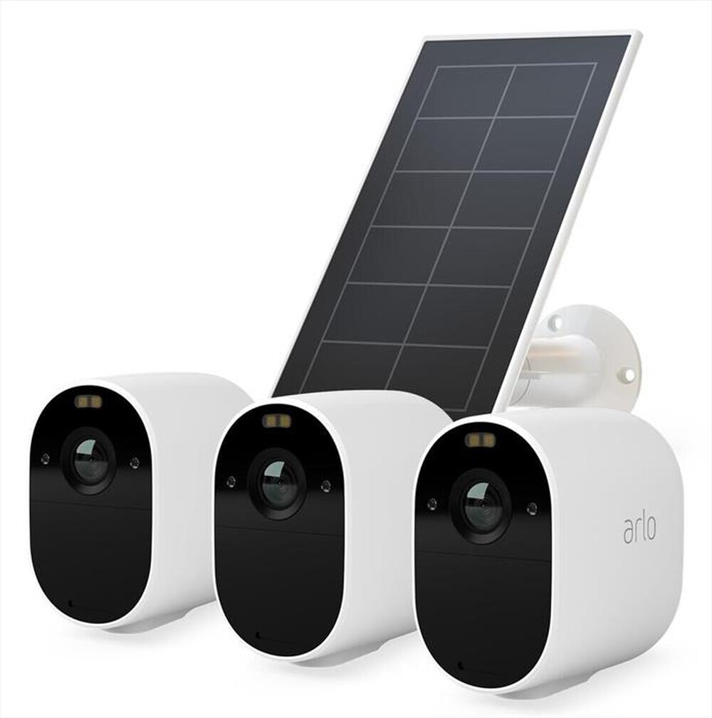 ARLO - ESSENTIAL 3 CAM WI-FI WHITE + PANNELLO SOLARE-White | Euronics