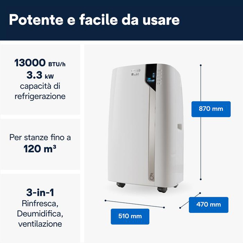 DE LONGHI - PAC EX130 CST WIFI Condizionatore portatile-Bianco | Euronics