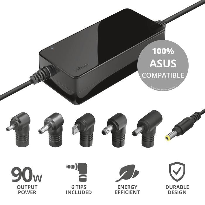 TRUST - MAXO ASUS 90W LAPTOP CHARGER-Black | Euronics